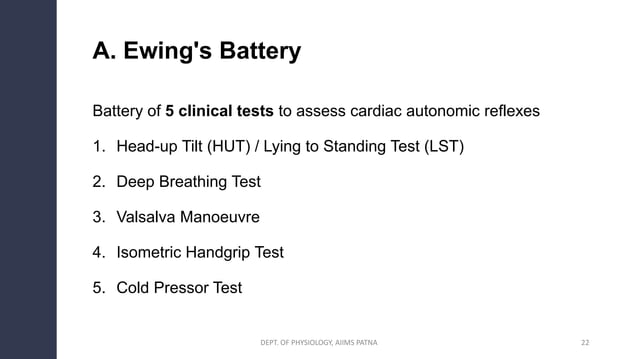 Brief Overview of Autonomic Function Tests | PPT | Free Download