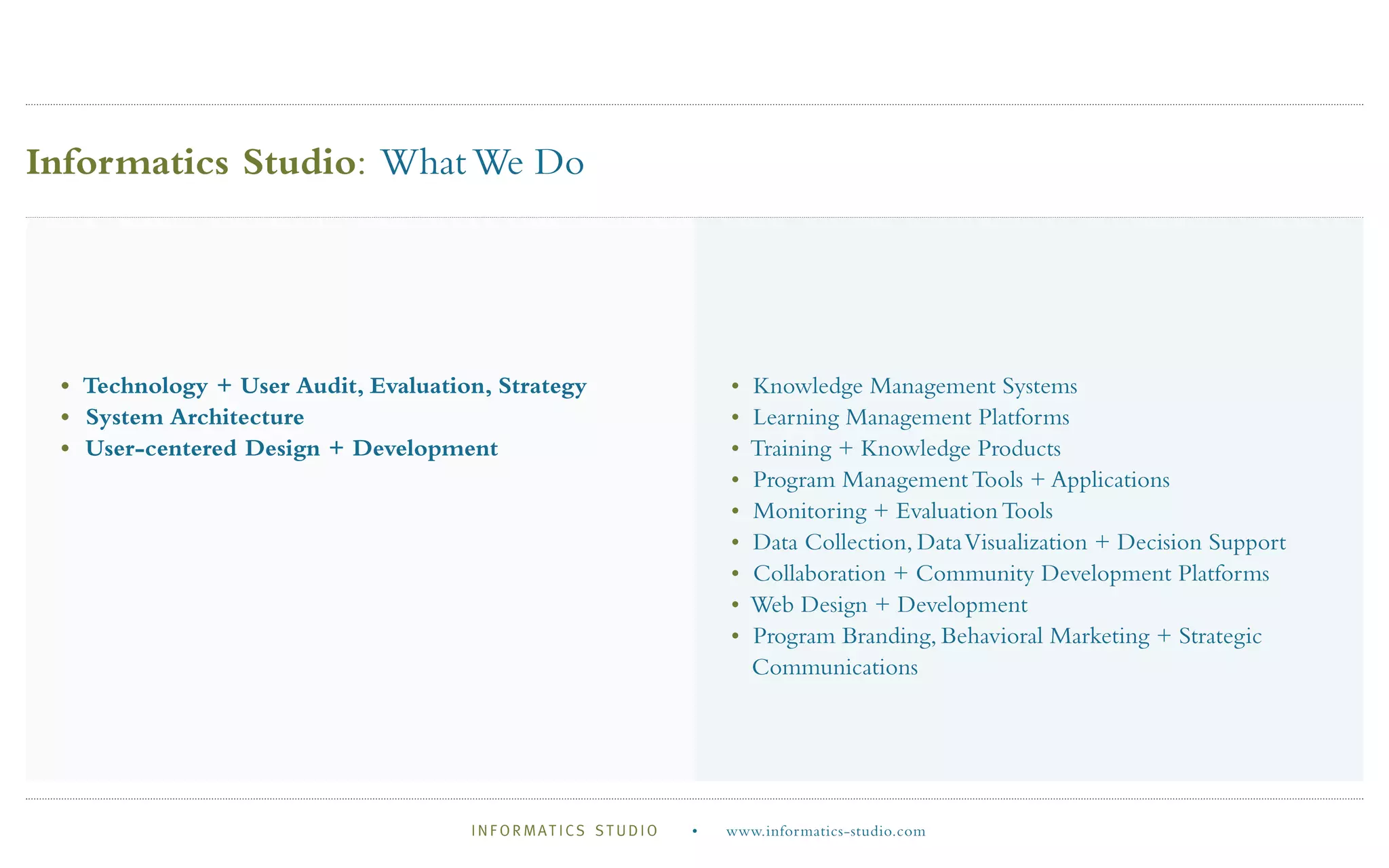 Brief overview + Work Samples | PPT