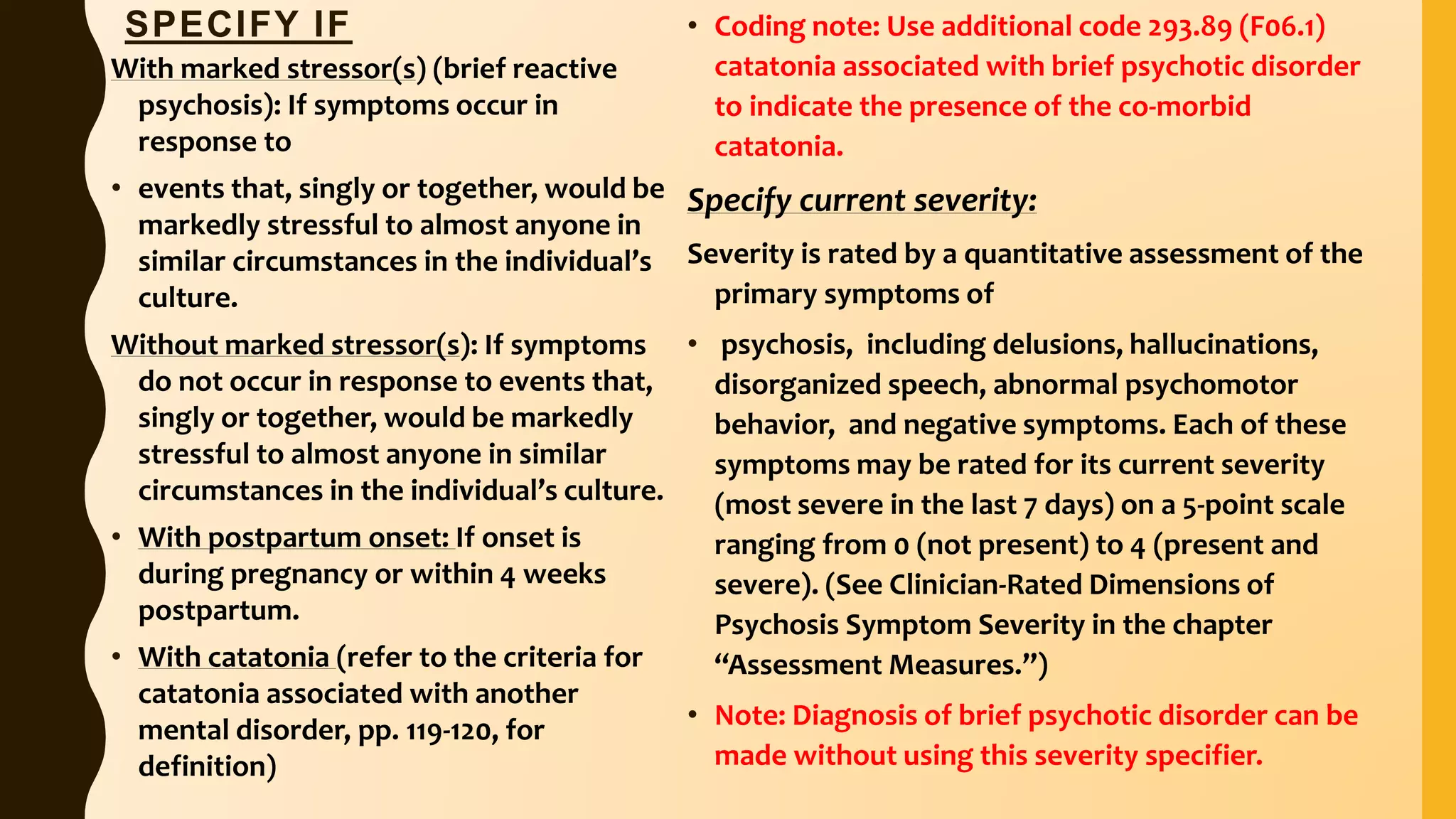 Brief psychotic Disorder | PPTX