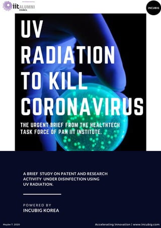 Brief report on disinfection using uv radiation by incubig korea and ...