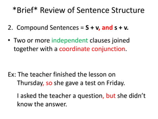 Brief review of sentence structure2010 | PPT