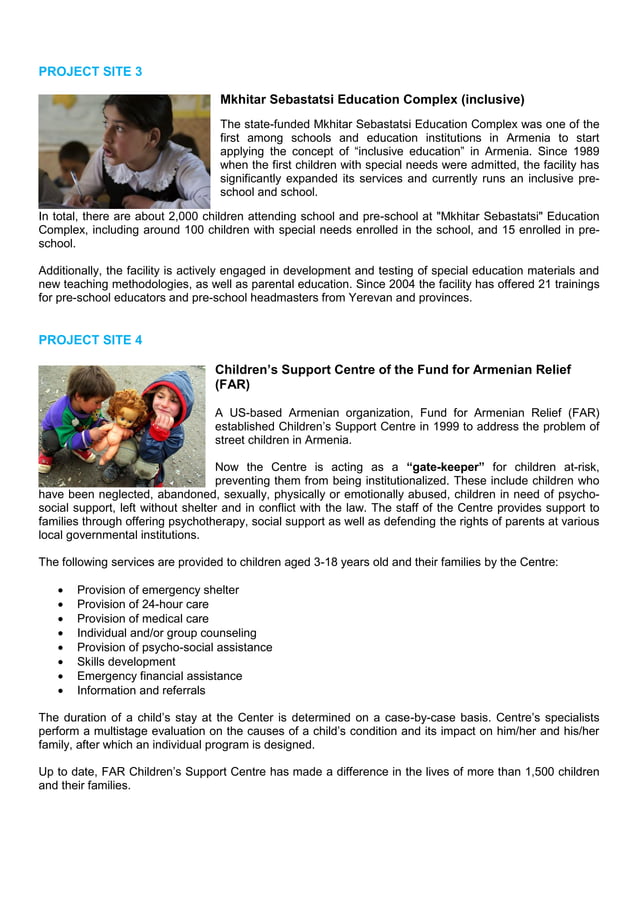 Project descriptions, Yerevan field visits | PDF