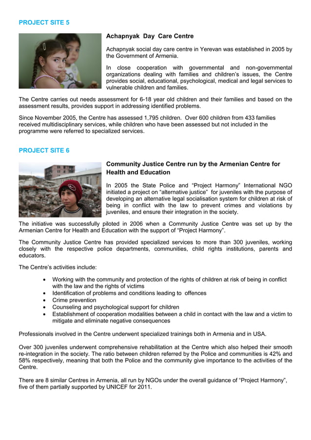 Project descriptions, Yerevan field visits | PDF