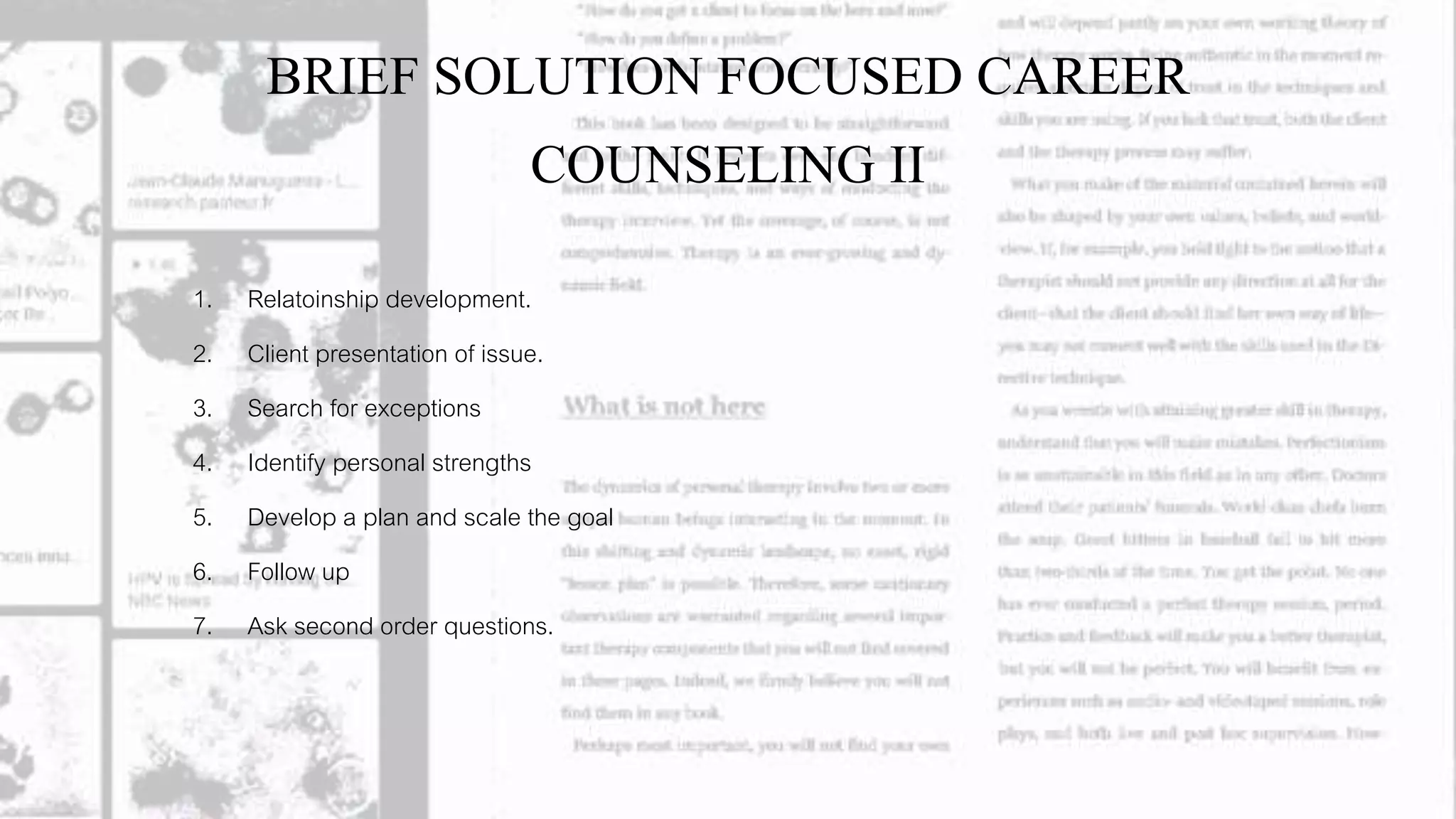 Brief solution focused career counseling steps ii | PPT
