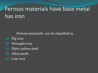 Brief study of ferrous materials | PPT