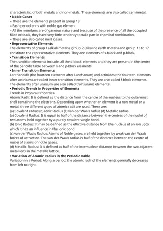 BRIEF SUMMARY FOR THE CHAPTER " Classification of Elements and its ...