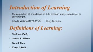 Brief summary of learning in psychology | PPT