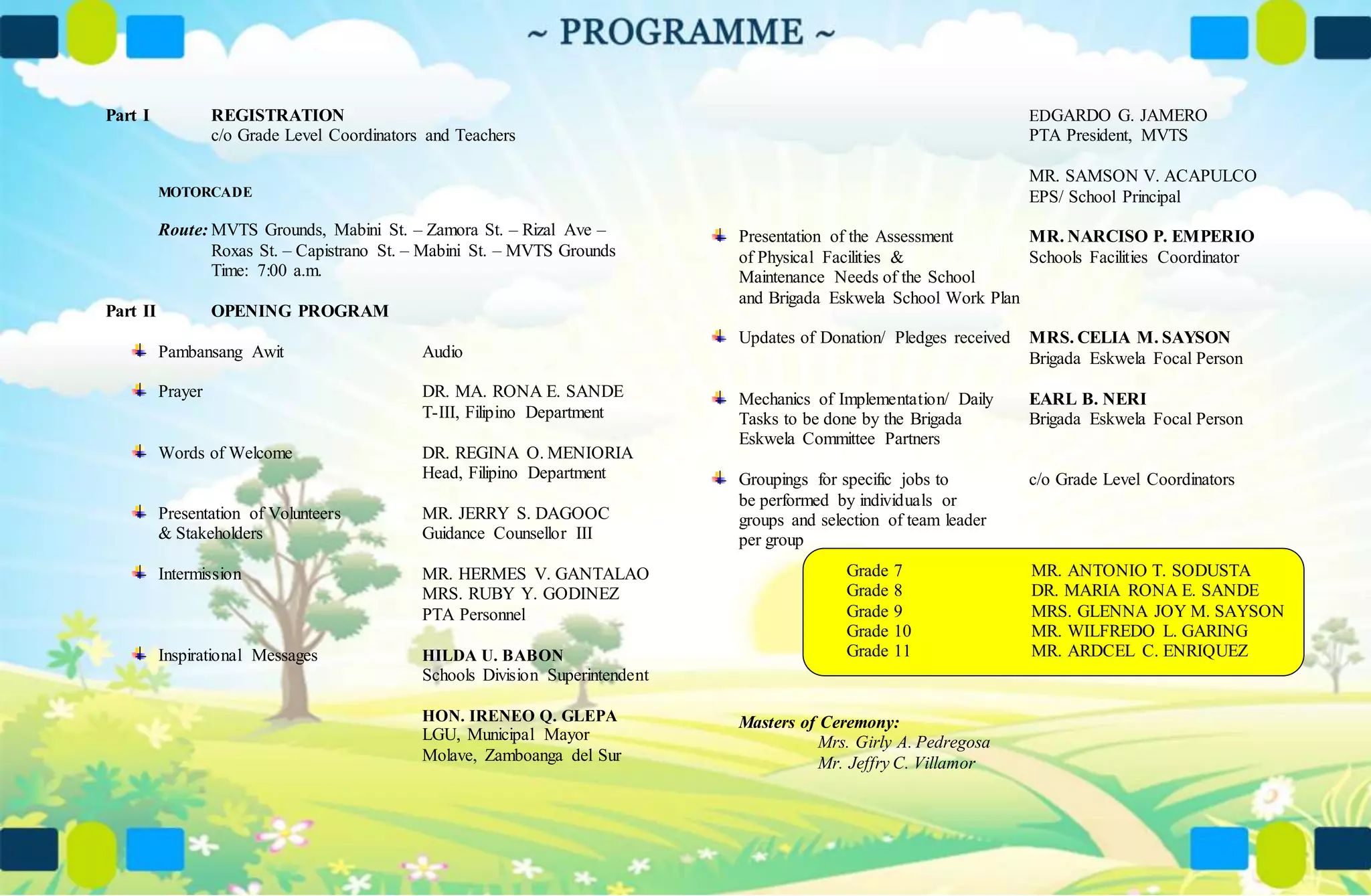 MVTS Brigada Opening Program 2016 | DOCX