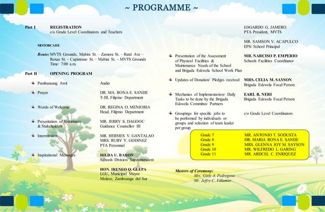 MVTS Brigada Opening Program 2016 | DOCX