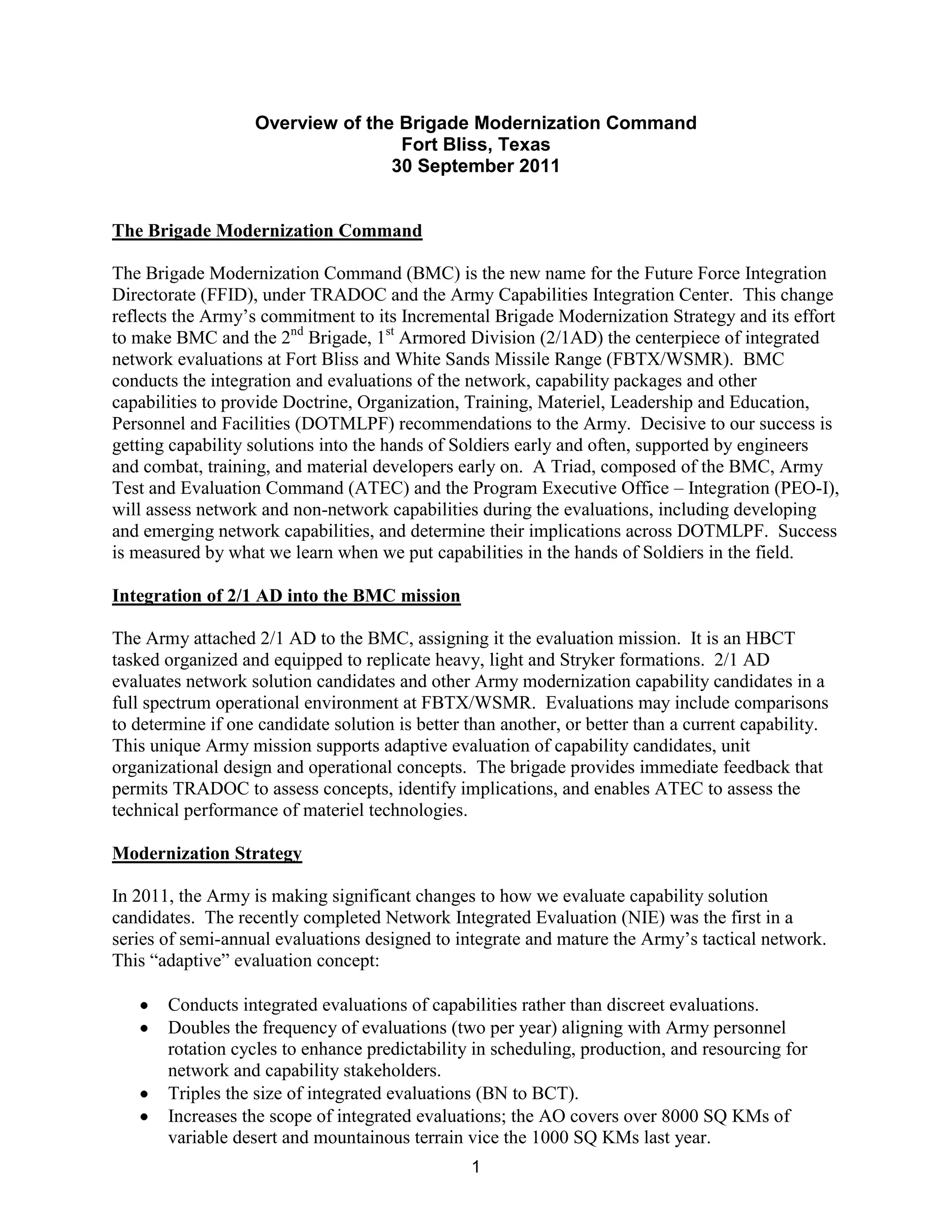 Brigade modernization command | PDF