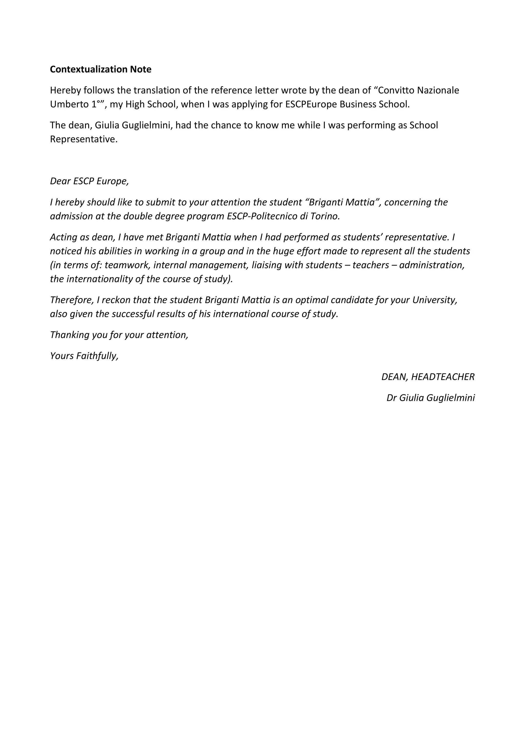 Letter of Reference | PDF