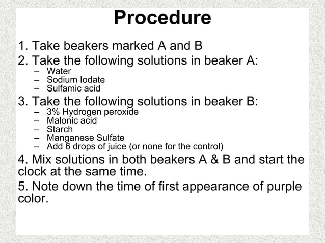 Briggs Rauscher application | PPTX | Chemistry | Science