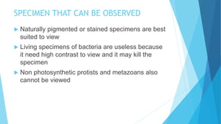 Bright field microscope and its working principle | PPTX