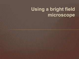 Bright field microscopes | PPTX