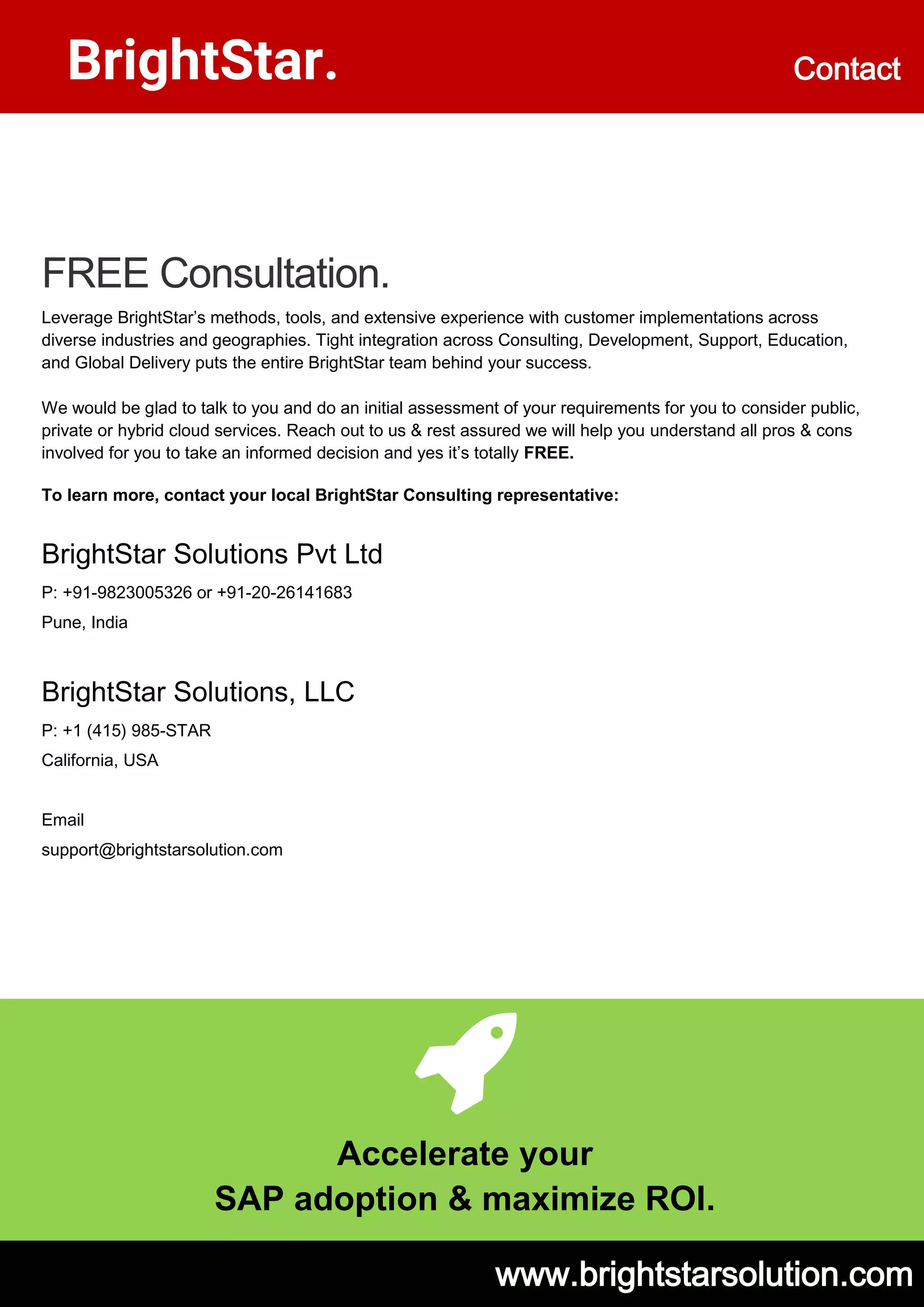 BrightStar SAP Solutions Introduction | PDF | Cloud Computing | Internet
