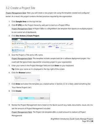 Brightwork Project Management Introductory Guide - From Atidan | PDF