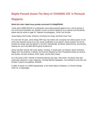 Brigitte Perrault shares The Story of ‘CHASING ICE’