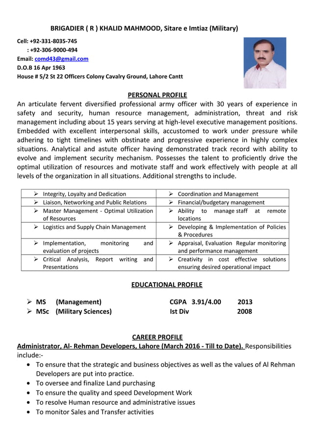 Brig khalid cv | DOC