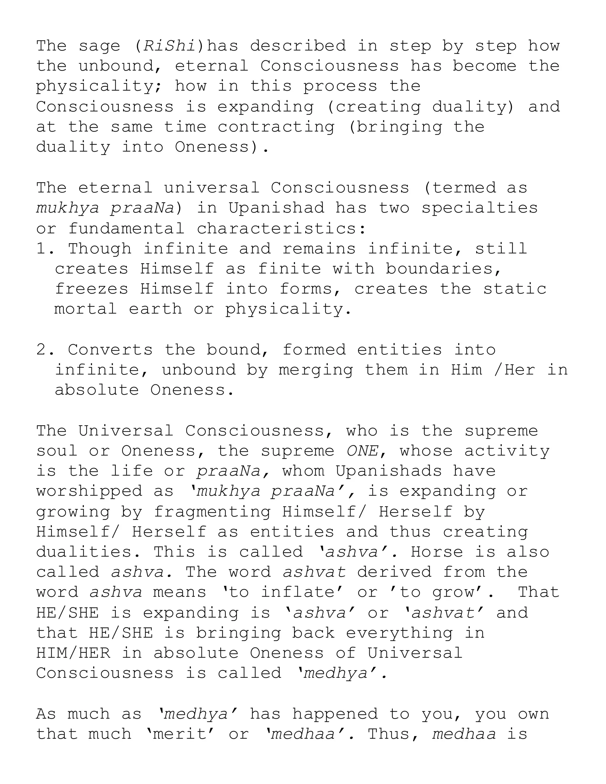 Brihadaranyaka Upanishad First Chapter, Second Brahmin (Second part) in ...
