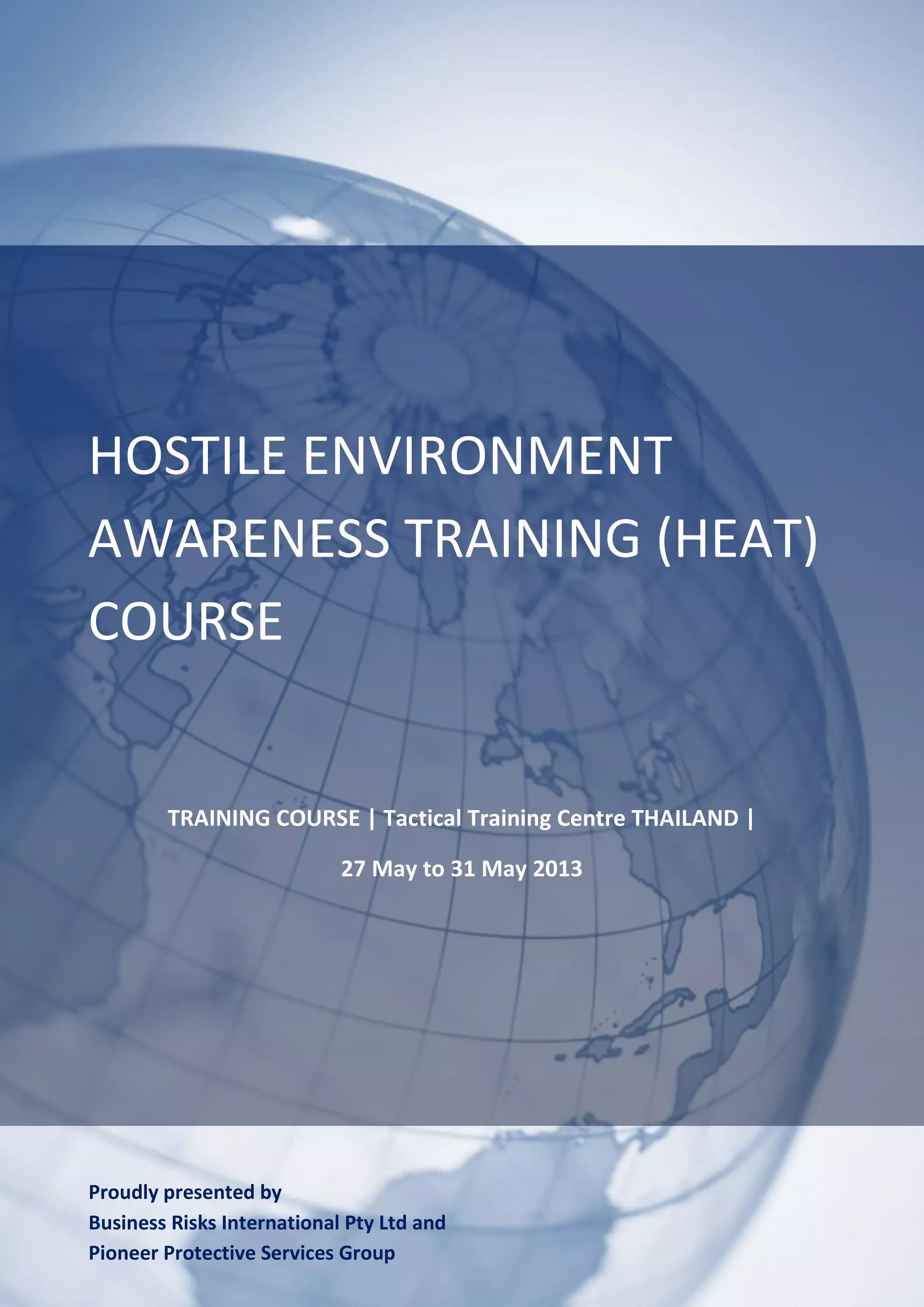 Bri hostile environment awareness training course thailand | PDF