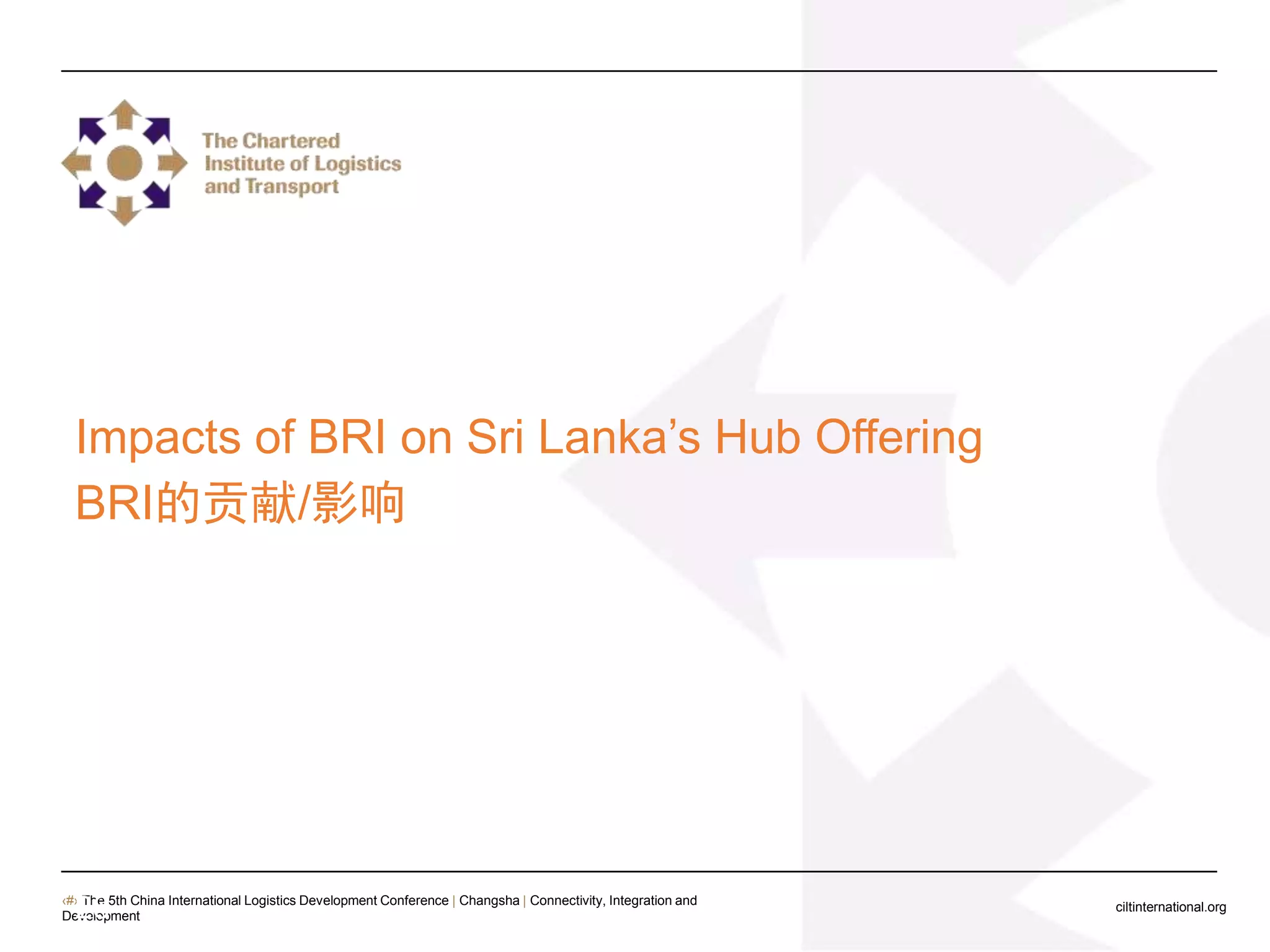BRI Led Infrastructure Development: Diversifying Sri Lanka's Hub ...