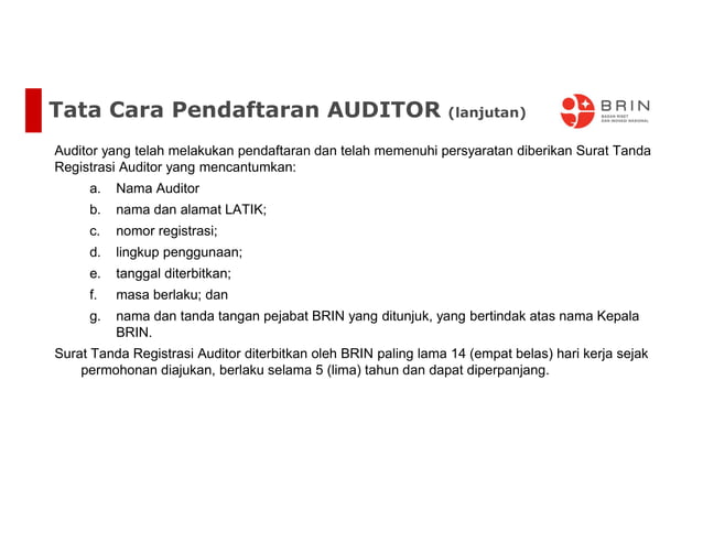 BRIN - 20230710 - Standar dan Tata Cara Pelaksanaan Audit Infrastruktur ...
