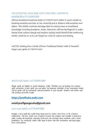 Bring back my lost lover+27733947689 | PDF