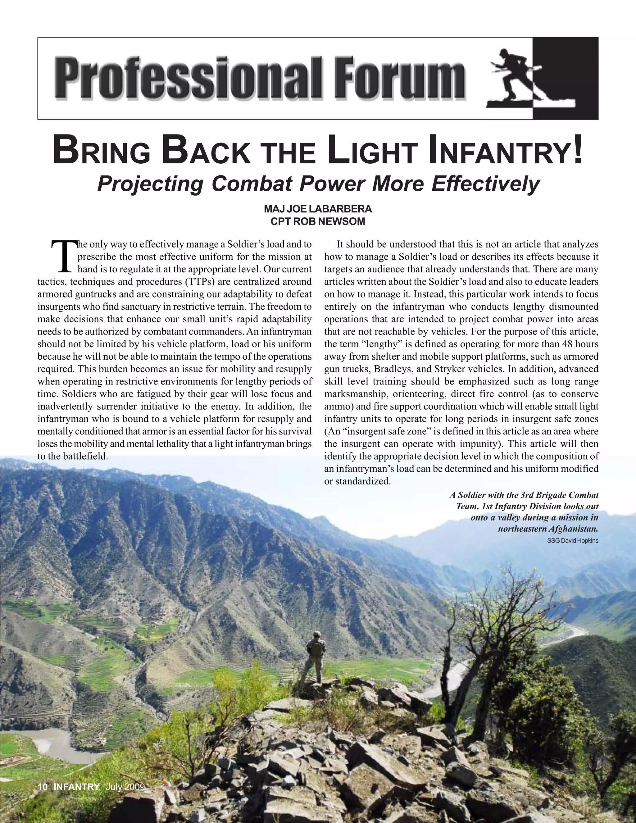 Bring Back The Light Infantry!: Projecting Combat Power More ...