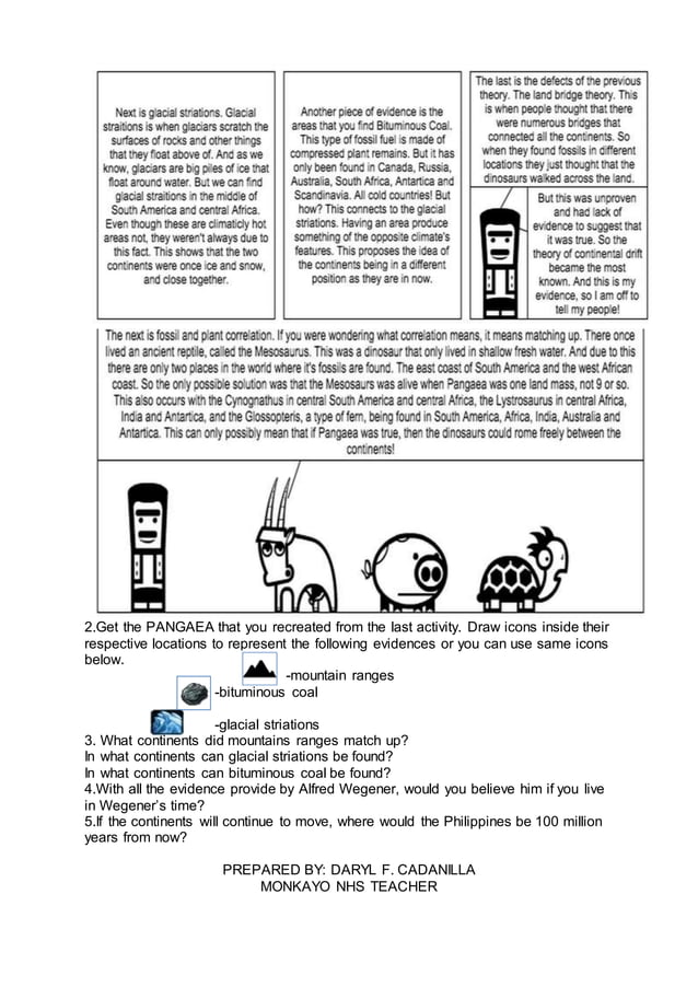 Continental drift theory evidences Activity sheet | DOCX | Geology ...