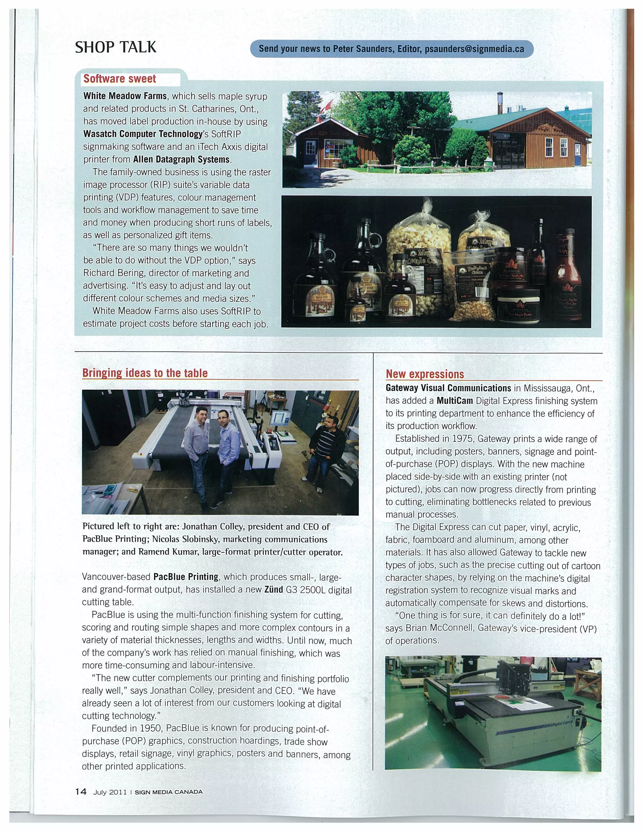 Bringing ideas to the table - PacBlue installs OCE Zund Cutter | PDF