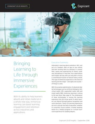 Bringing Learning to Life through Immersive Experiences | PDF
