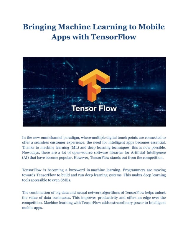 Bringing Machine Learning to Mobile Apps with TensorFlow | PDF | Technology Industry | Industries