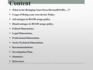 Bringing your-own-device usage policy for abc university collage employees | PPT