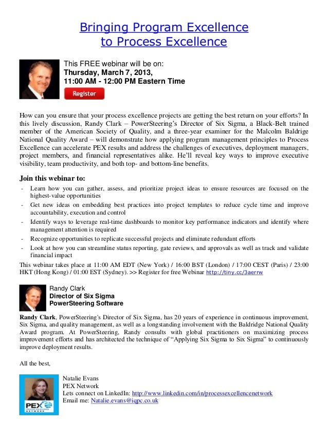 Bringing program excellence to process excellence