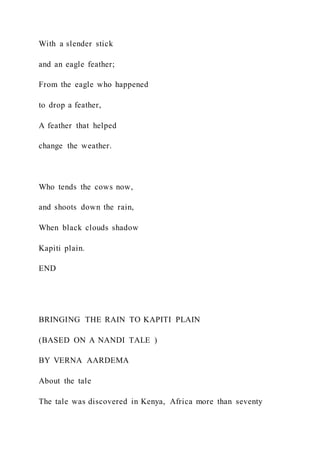 BRINGING THE RAIN TO KAPITI PLAIN(BASED ON A NANDI TALE ) | PDF