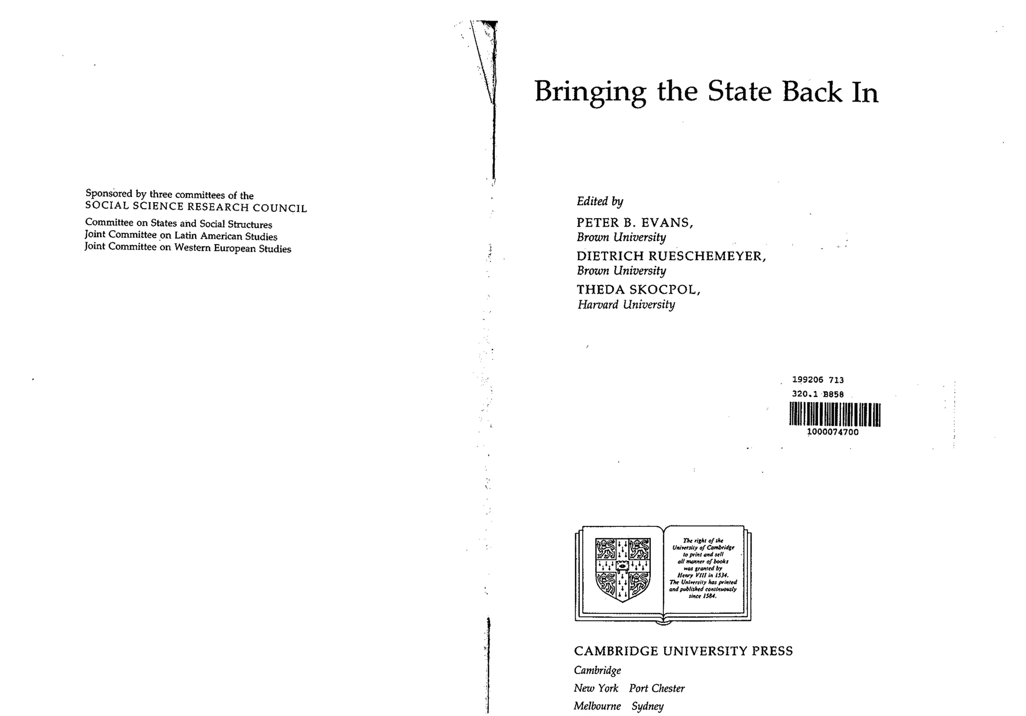 Bringing the state back in capã­tulo 1 | PDF