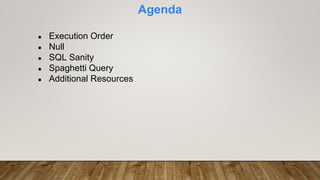 Bring sanity back to sql (advance sql) | PPT