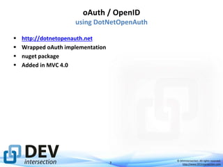 Bring your own authentication to mvc | PPT