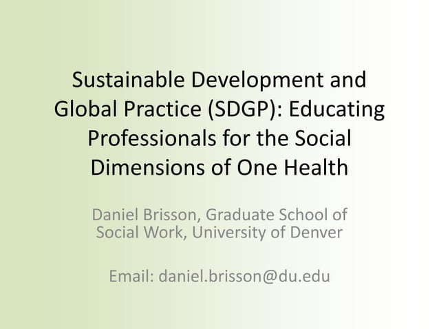 Sustainable Development and Global Practice (SDGP): Educating ...
