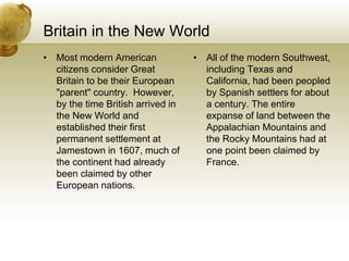 U. S. History 1: Britain in the New World - Unit 2, Part I Review | PPT