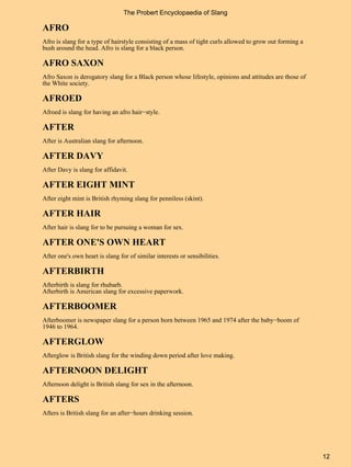 British and American slang A to Z list PDF book free | PDF