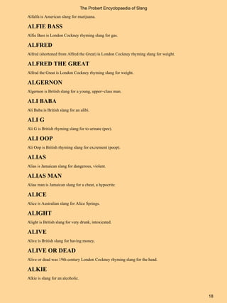 British and American slang A to Z list PDF book free | PDF