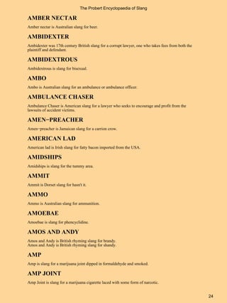 British and American slang A to Z list PDF book free | PDF