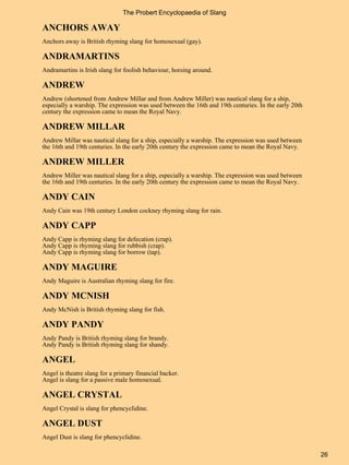 British and American slang A to Z list PDF book free | PDF