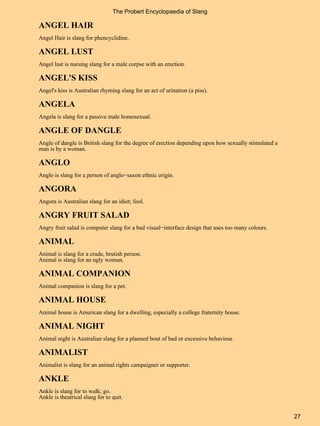 British and American slang A to Z list PDF book free | PDF