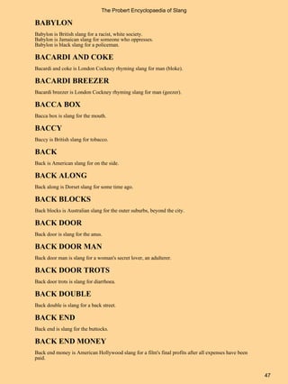 British and American slang A to Z list PDF book free | PDF