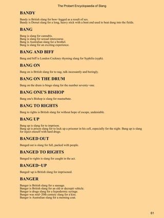 British and American slang A to Z list PDF book free | PDF