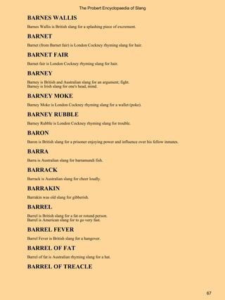 British and American slang A to Z list PDF book free | PDF
