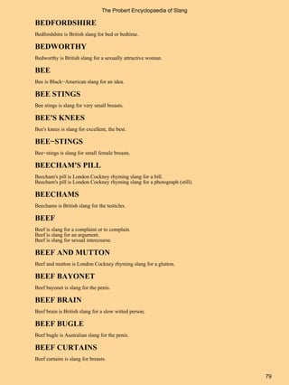 British and American slang A to Z list PDF book free | PDF