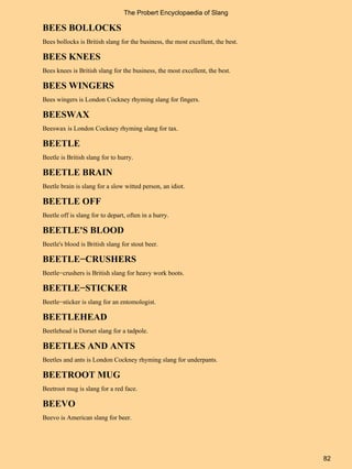 British and American slang A to Z list PDF book free | PDF